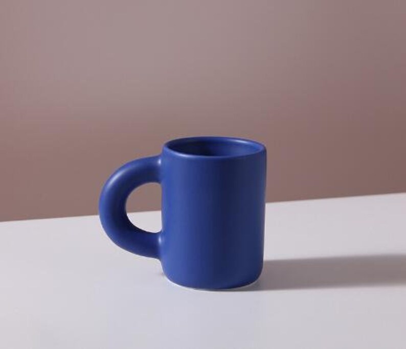 Minimalist Style Cream Chubby Handle Mug, Lovely and Creative Ceramic ...