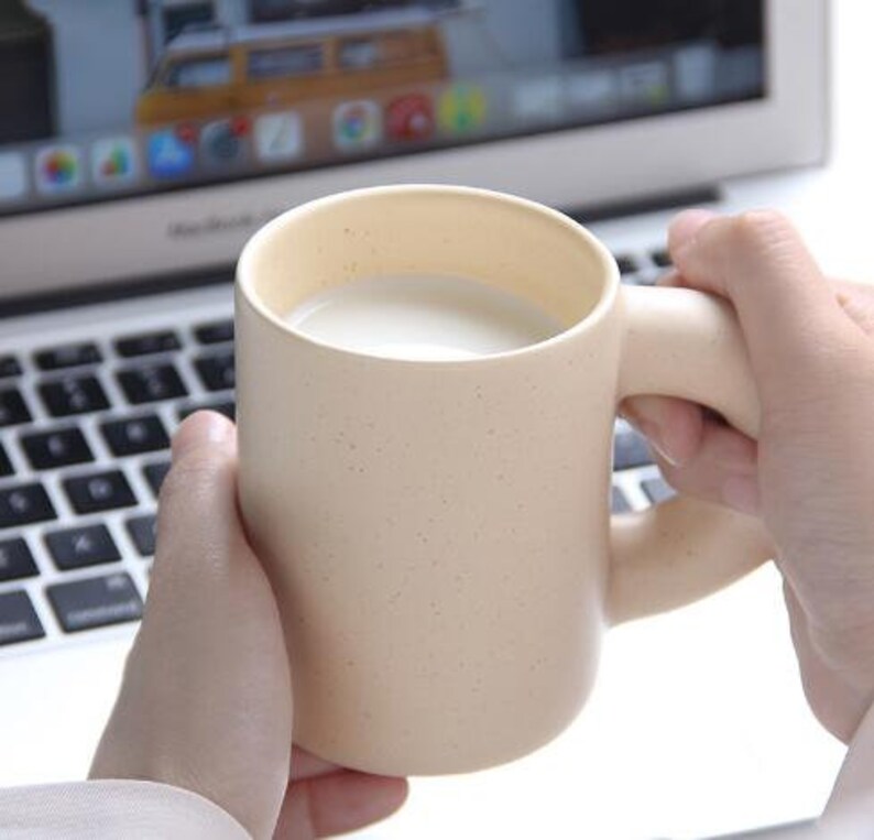 Minimalist Style Cream Chubby Handle Mug, Lovely and Creative Ceramic ...