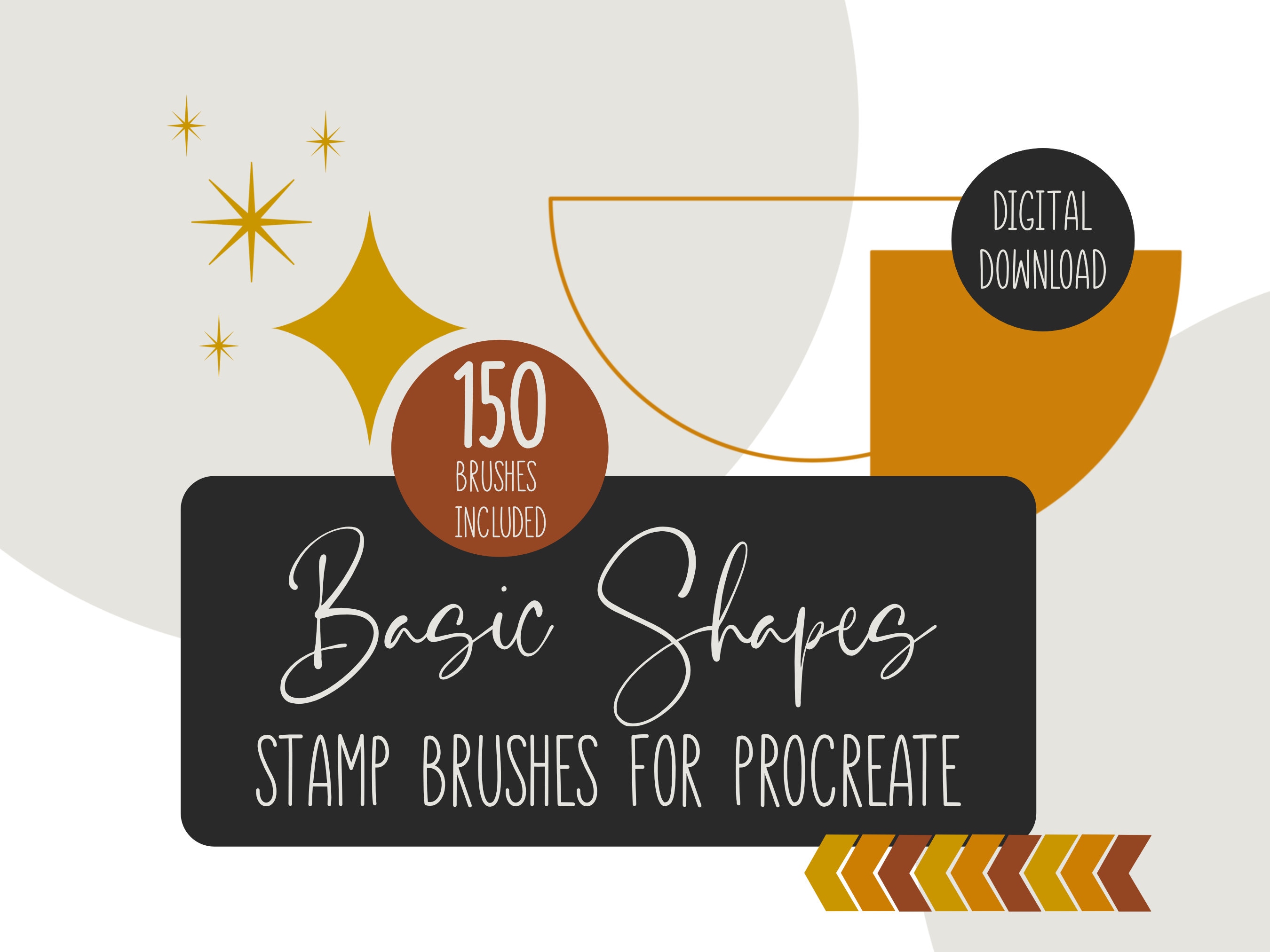 Procreate Basic Shapes | Procreate Stamp Brushes | 150 Basic Shape ...