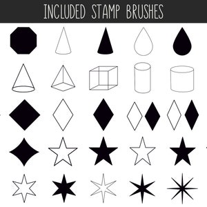 Procreate Basic Shapes | Procreate Stamp Brushes | 150 Basic Shape ...