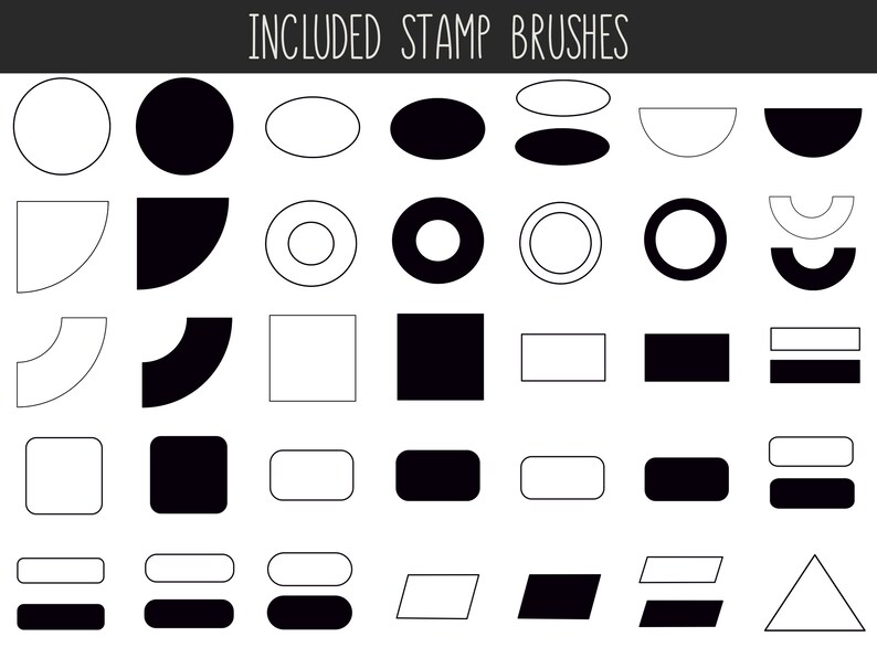 Procreate Basic Shapes | Procreate Stamp Brushes | 150 Basic Shape ...