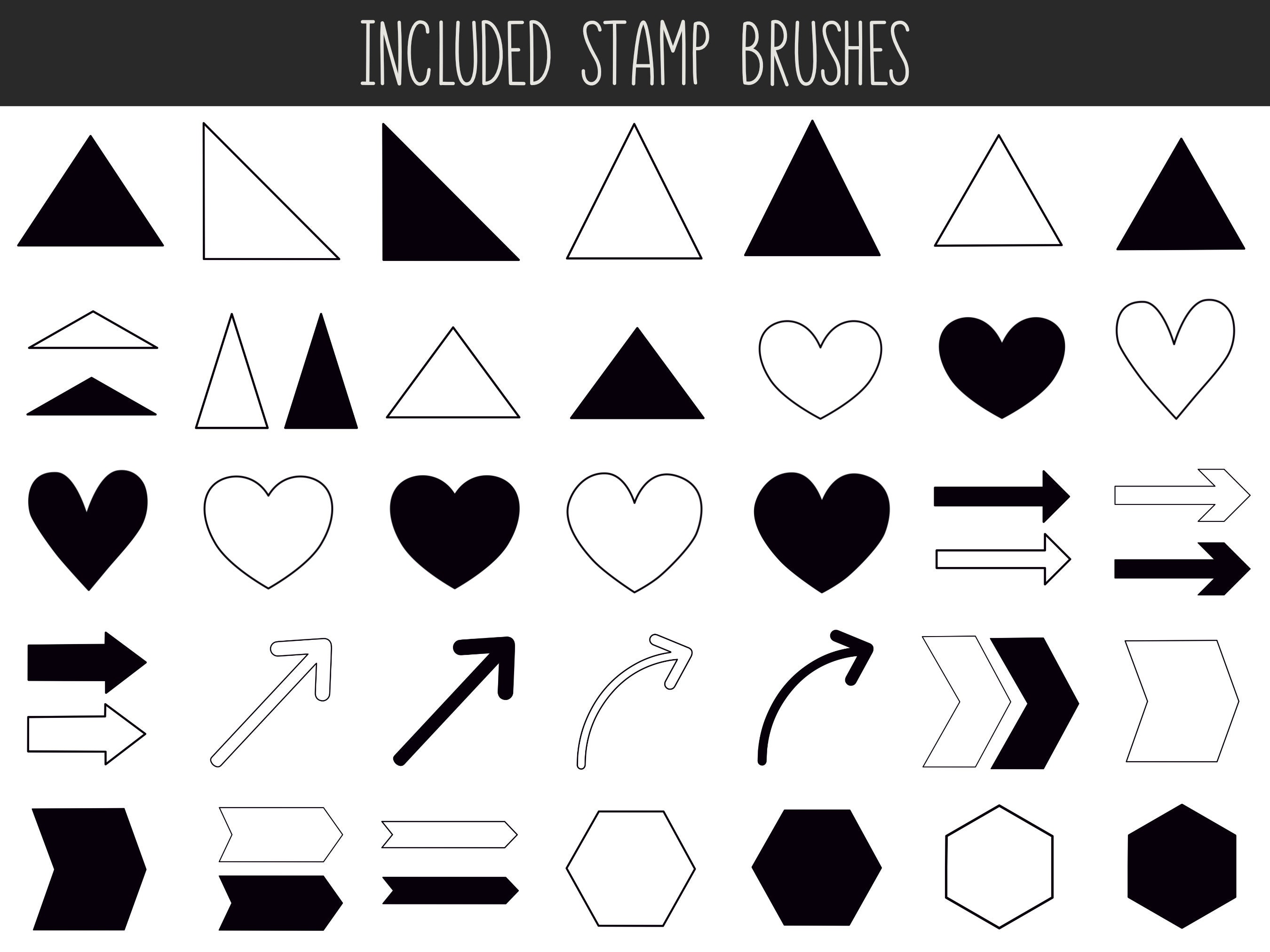 Procreate Basic Shapes | Procreate Stamp Brushes | 150 Basic Shape ...