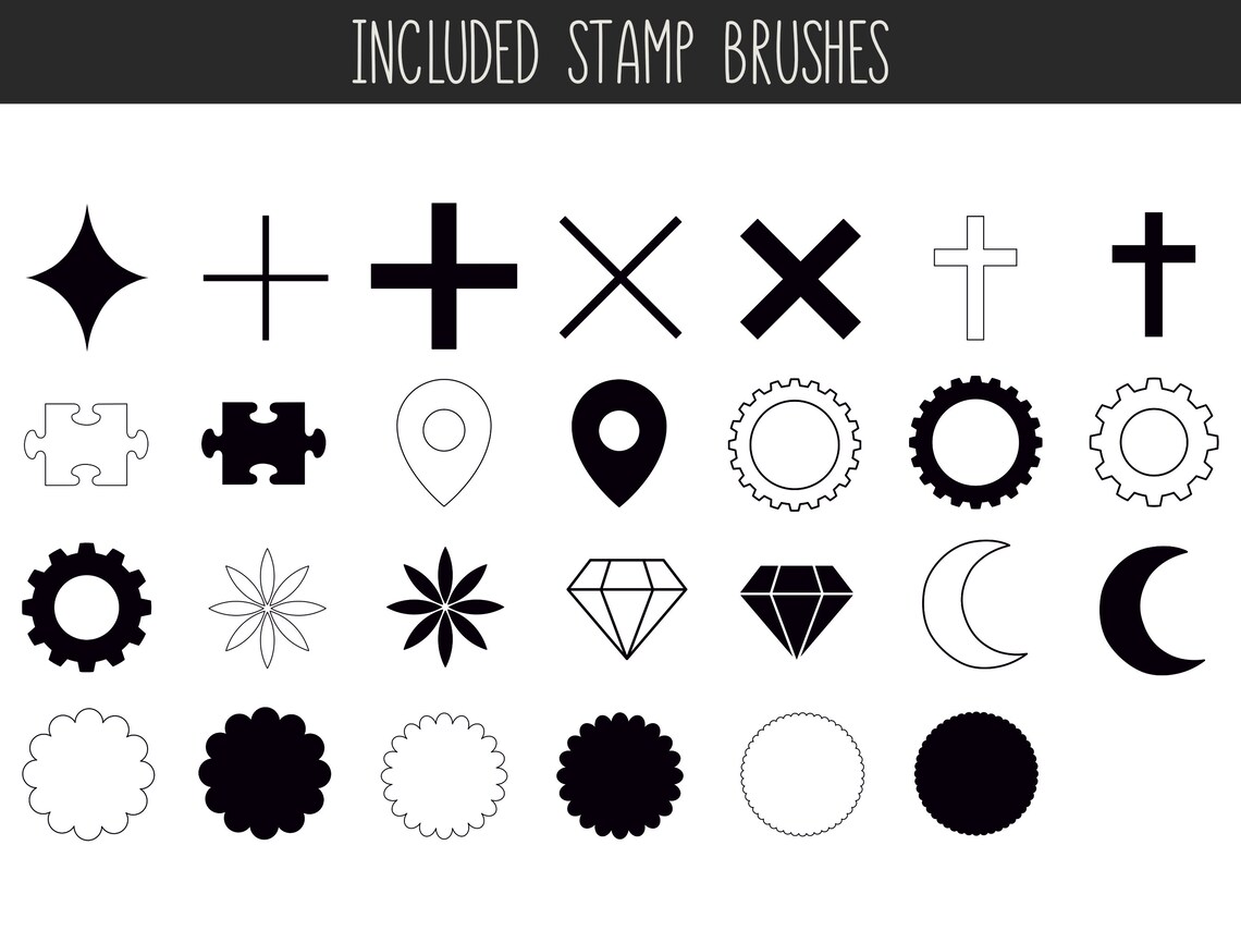 Procreate Basic Shapes | Procreate Stamp Brushes | 150 Basic Shape ...