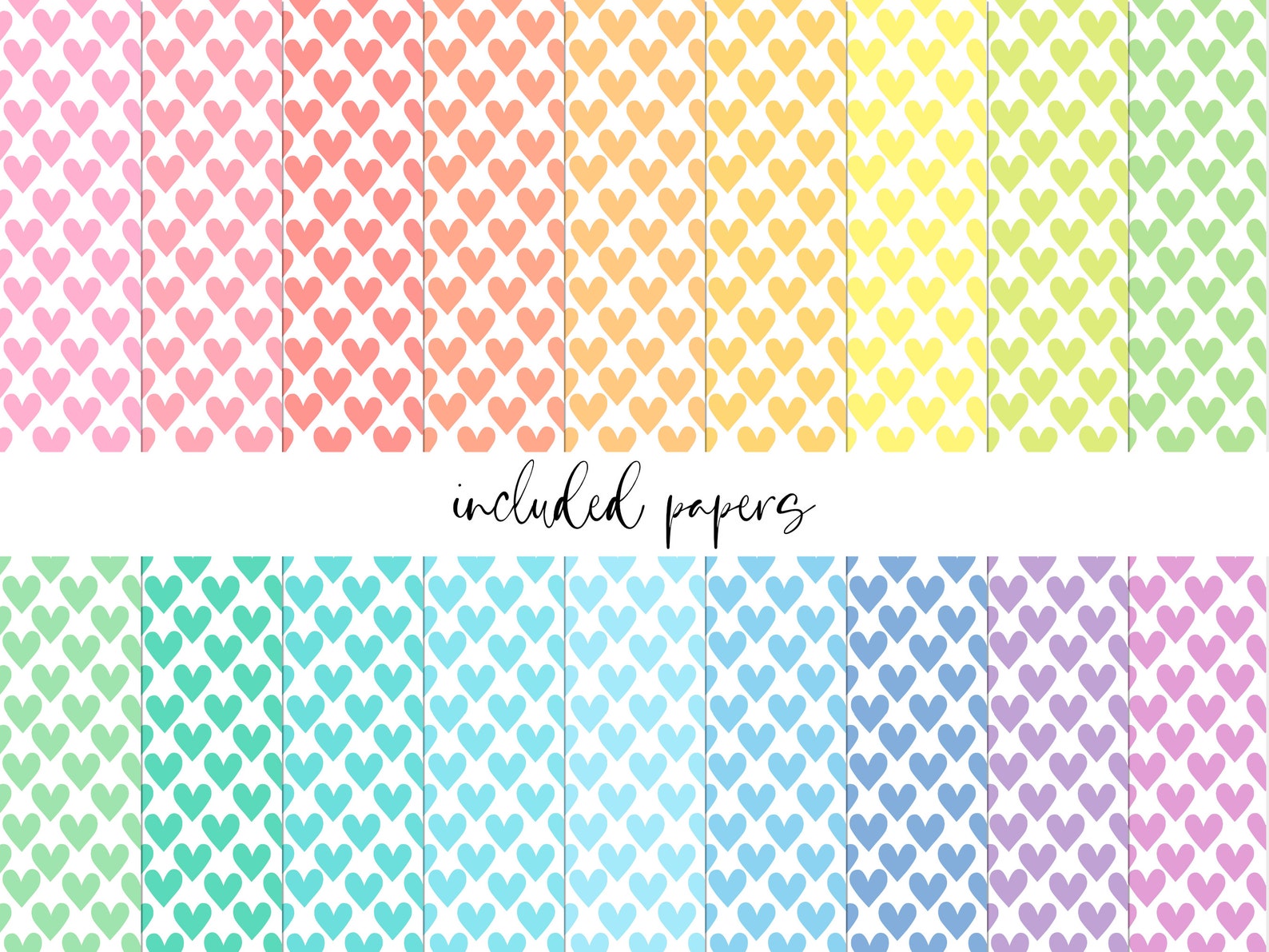 Colored Love Hearts Rainbow | Digital Papers | Patterned Paper - Etsy