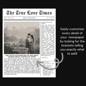 Couple Anniversary Newspaper Template, Any Year Anniversary Gift for ...
