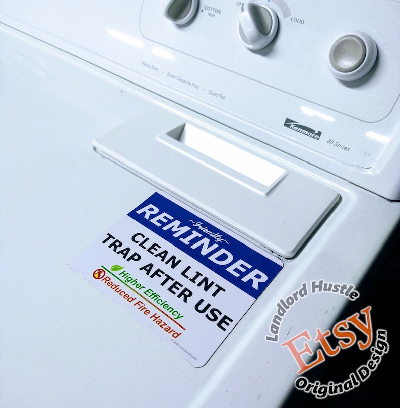 Laundry Magnet Combo Pack - Clean Lint Trap and Do Not Overload Washer ...