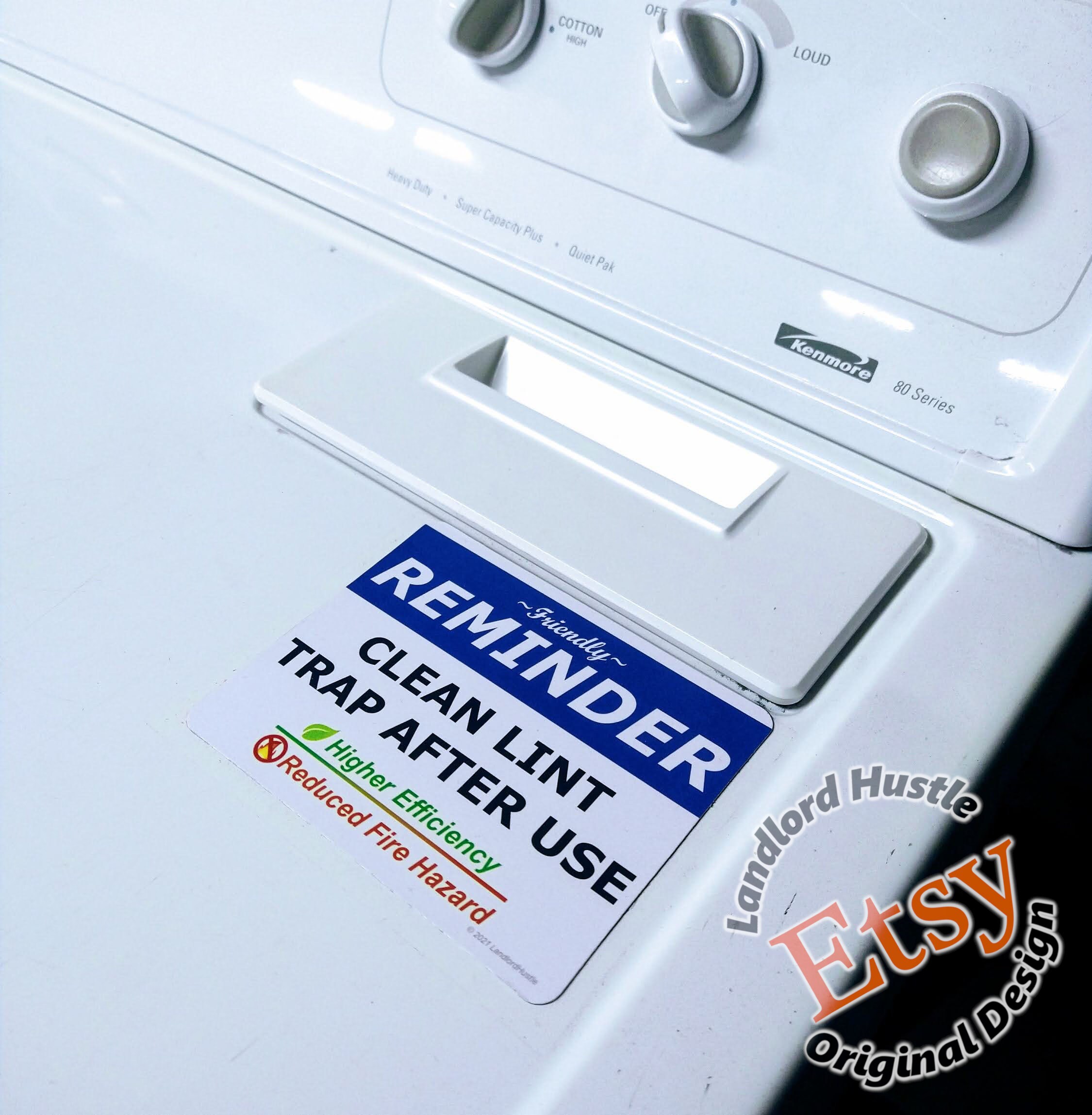 Laundry Magnet Combo Pack - Clean Lint Trap and Do Not Overload Washer ...