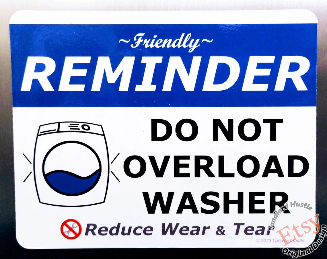 Laundry Magnet Combo Pack - Clean Lint Trap and Do Not Overload Washer ...