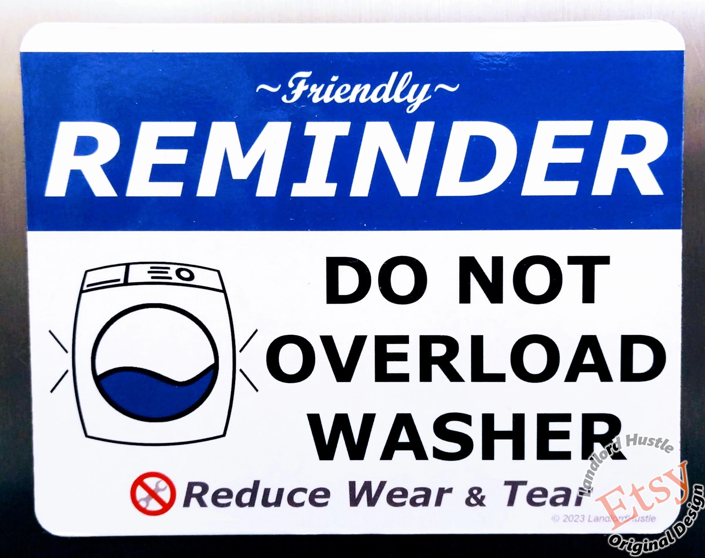 Laundry Magnet Combo Pack - Clean Lint Trap and Do Not Overload Washer ...