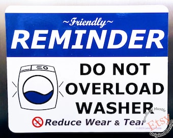 Laundry Magnet Combo Pack - Clean Lint Trap and Do Not Overload Washer ...