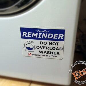 Washing Machine Magnet - Do Not Overload Washer Friendly Reminder Sign ...
