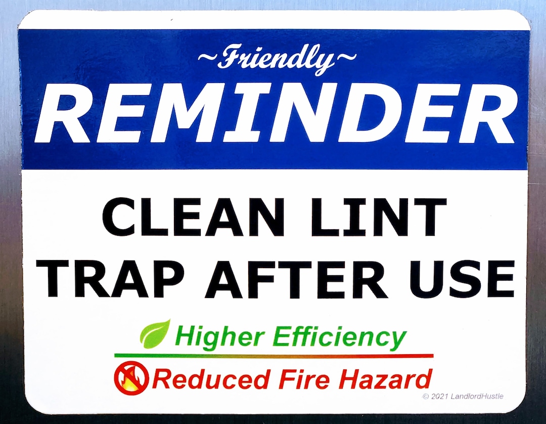 Dryer Magnet Clean Lint Trap After Use Friendly Reminder Sign - Etsy