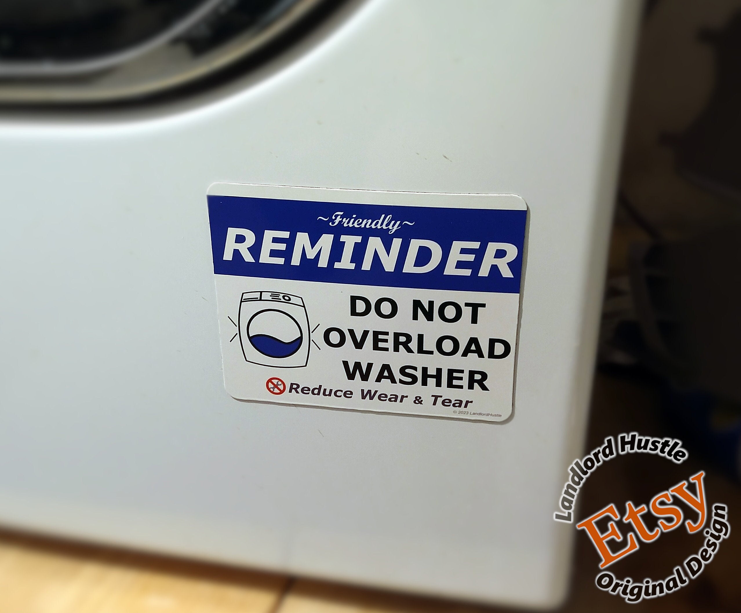 Laundry Magnet Combo Pack - Clean Lint Trap and Do Not Overload Washer ...