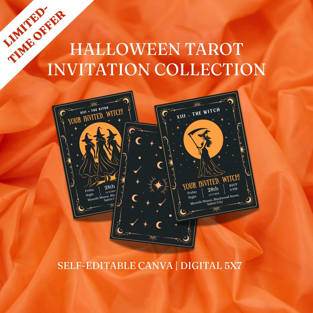 Editable Tarot Card Invitation | Witchy Party Invite | Printable 5x7 - Etsy