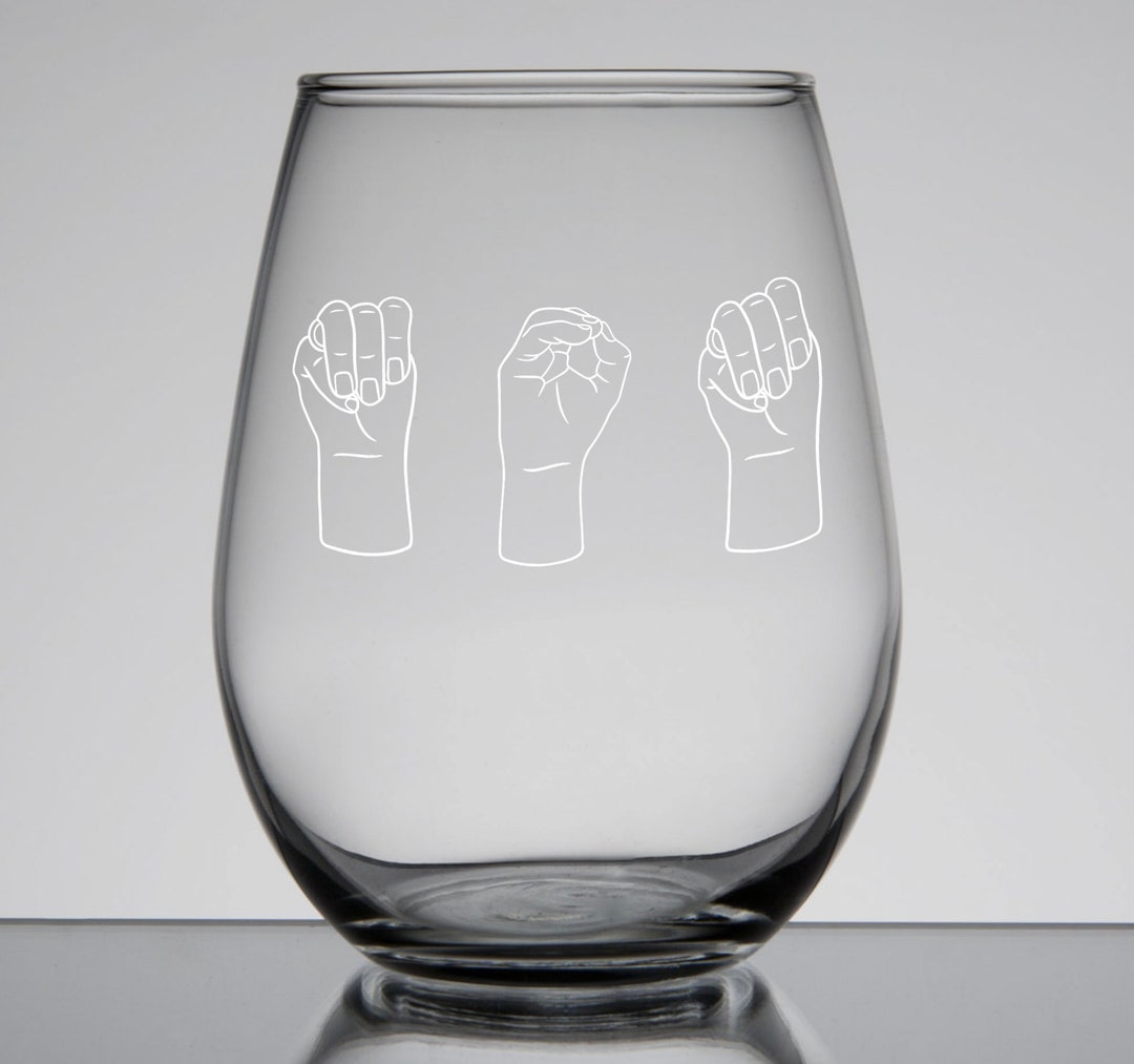 Mom American Sign Language Etched Wine Glass ASL mom Gift ASL Mom Wine ...