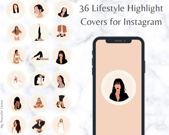 Instagram Story Highlight Trendy Influencers Illustrations | Etsy