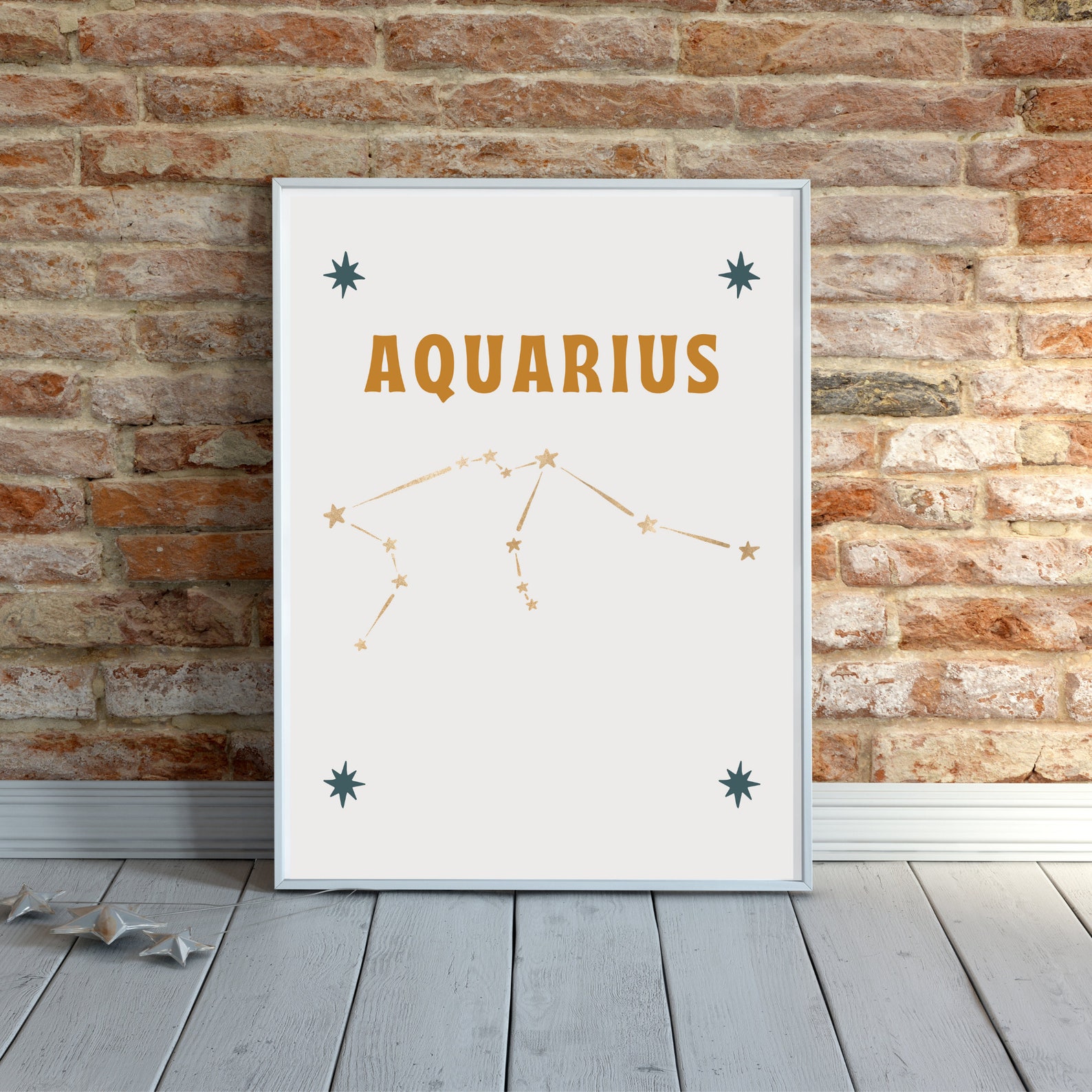BUNDLE | Aquarius Zodiac Boho Wall Decor Print Minimalist Wall Art | 4 ...