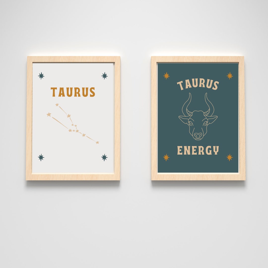 BUNDLE / Taurus Zodiac Boho Wall Decor Print Minimalist Wall Art / 4 ...