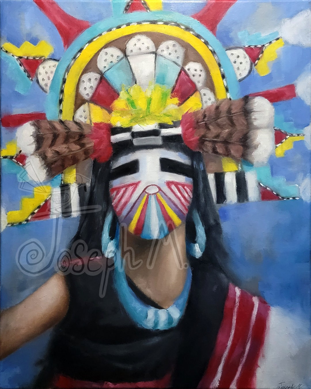 Original Oil Painting of Hopi Palhik Mana Kachina - Etsy