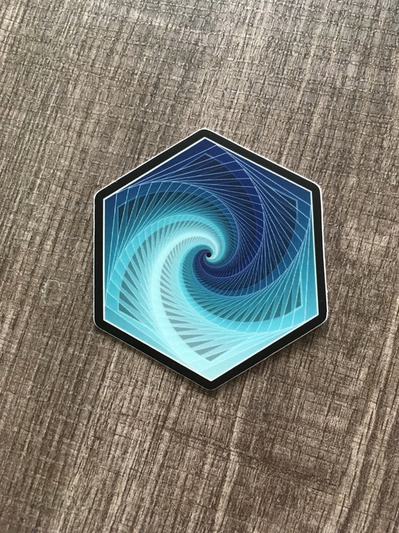 Hexagon Blue Wave Sticker 3 Inch | Etsy