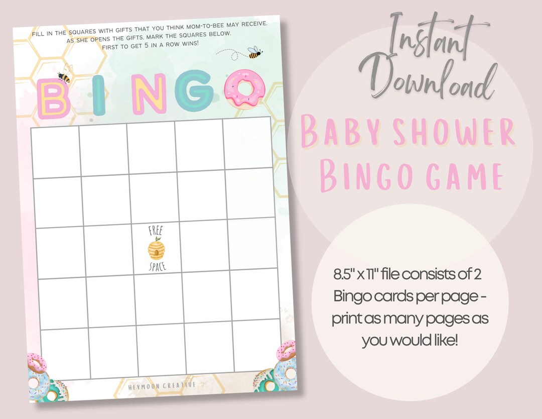 Baby Shower Bingo, Baby Shower Games, Sweet as Can Bee, Digital Baby ...