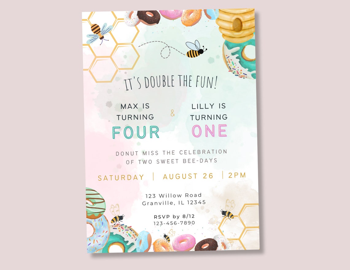 Joint Birthday Party Invitation, Kids Birthday Invitation, Sweet as Can ...