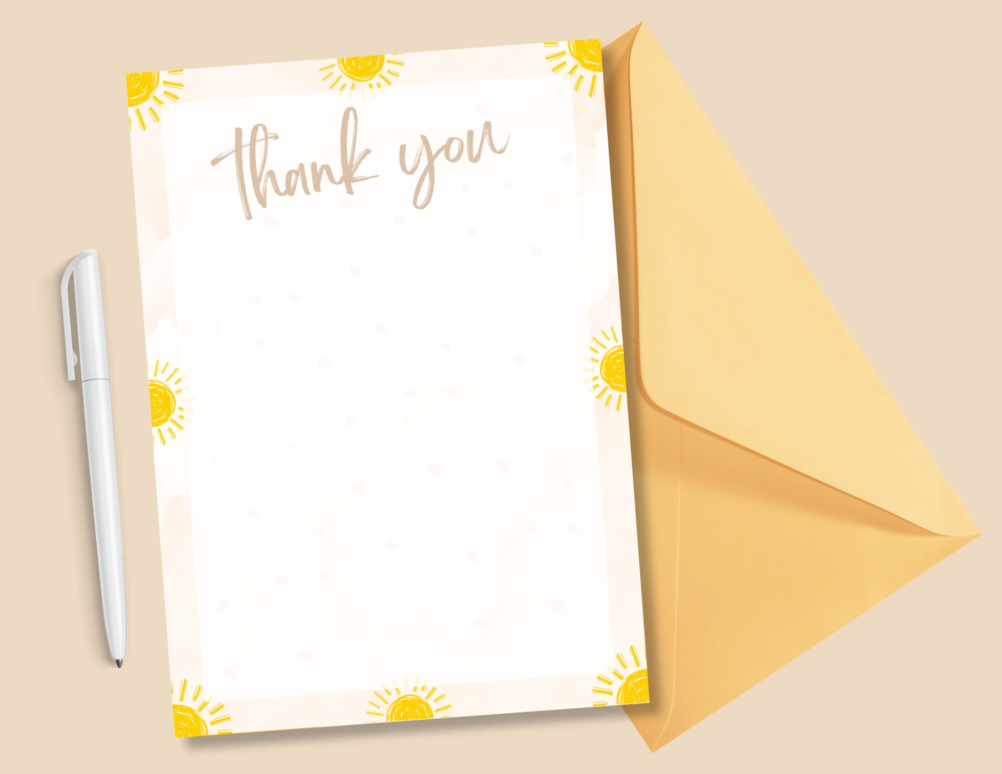 Sunshine Thank You Card, Birthday Party Thank You Card, Our Little ...