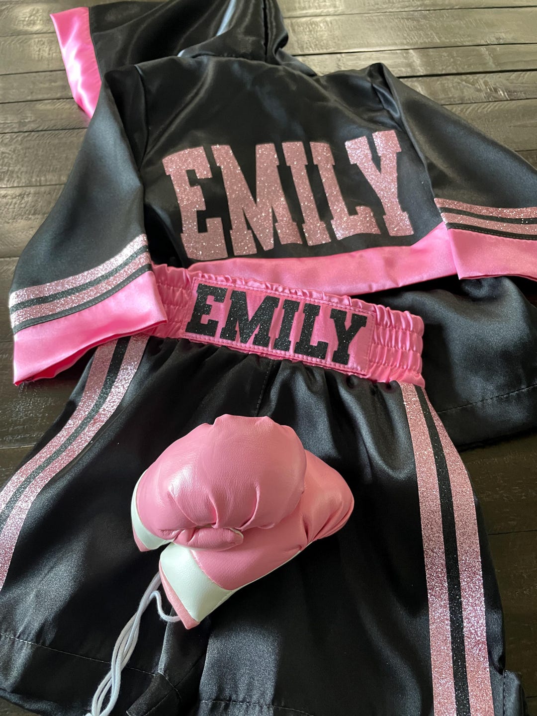 Glitter Personalized Boxing Set Robe + Shorts + Gloves for Size 0 to ...