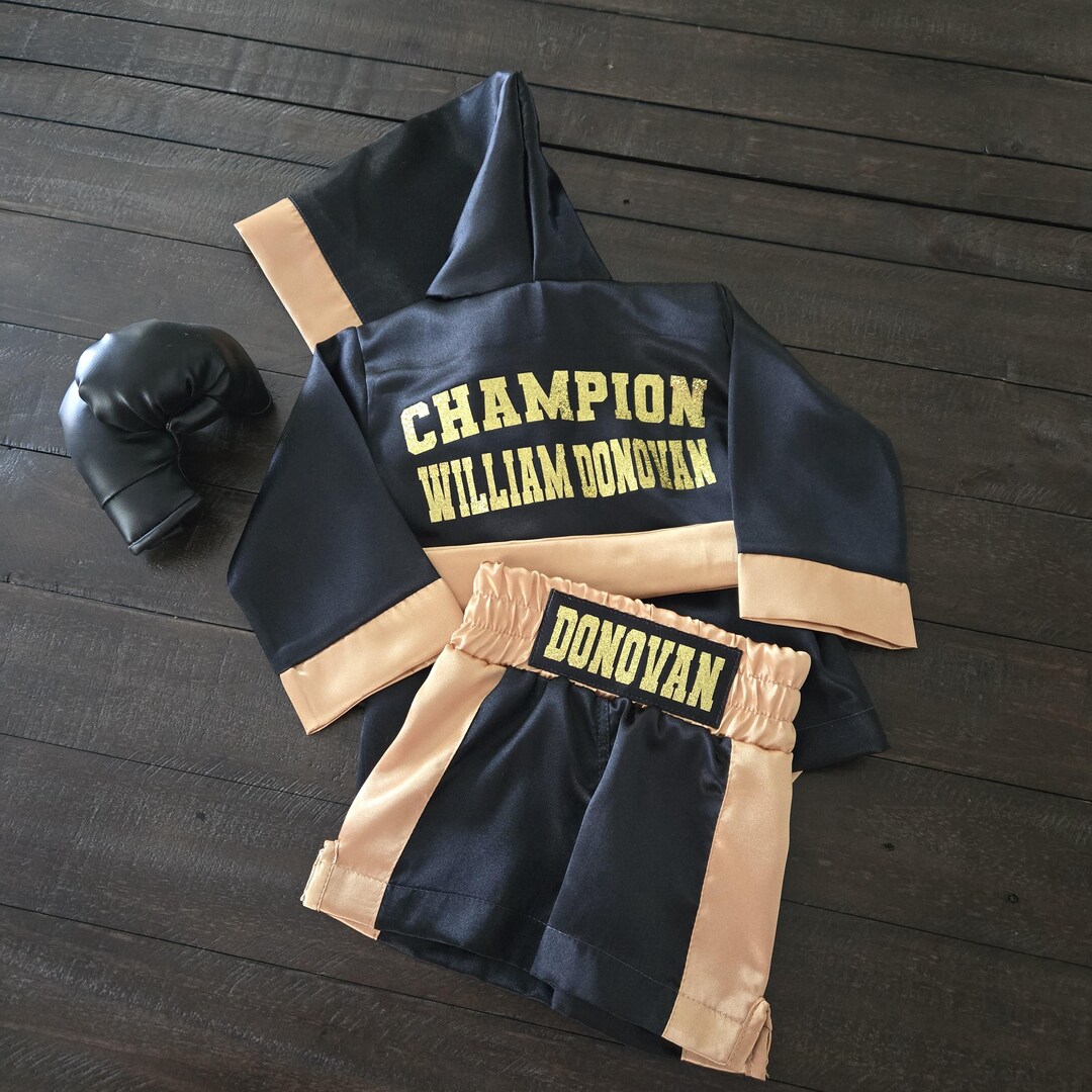 Glitter Personalized Baby Boxing Set Robe Shorts Mini Gloves for Size 0 ...