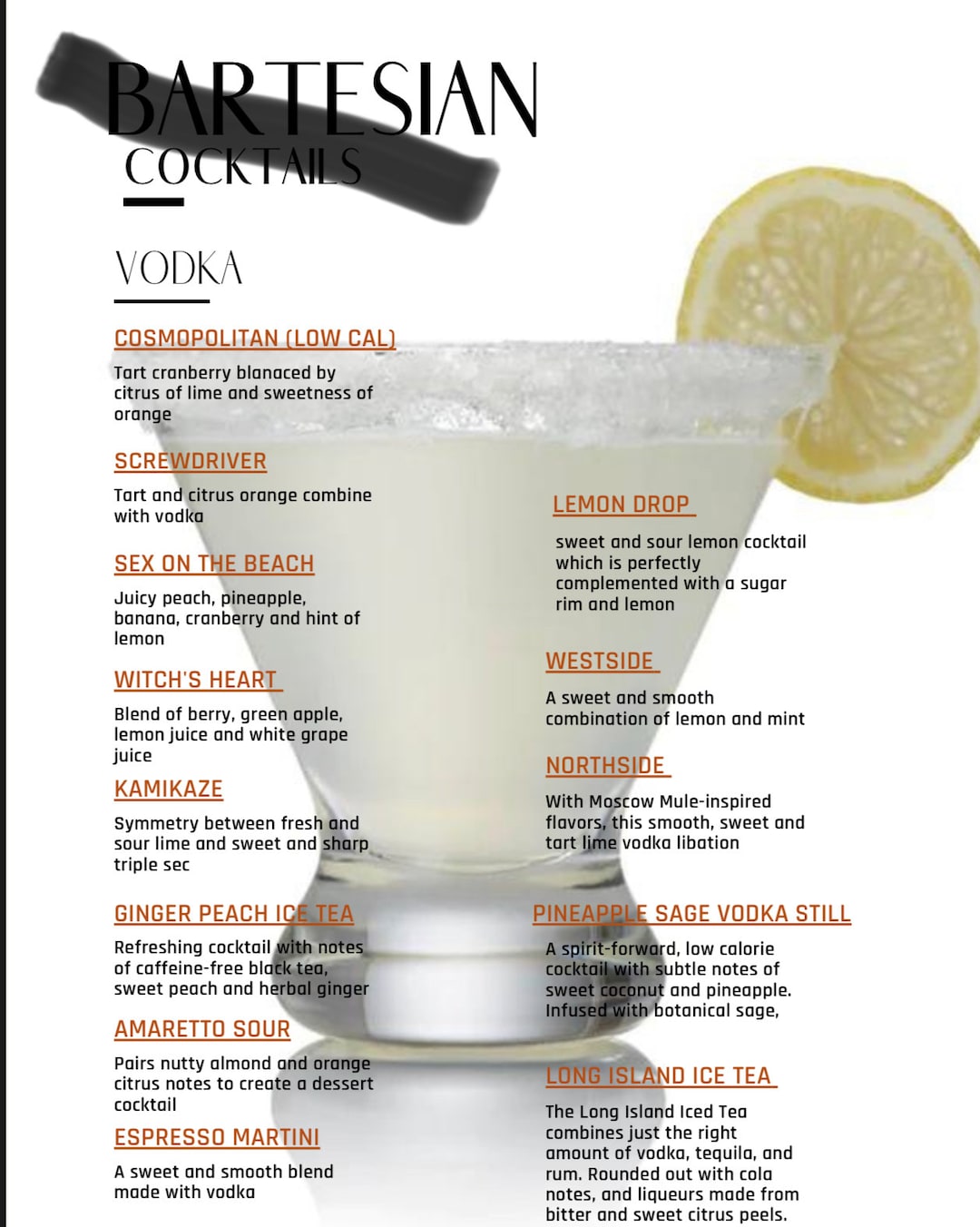 Bartesian Menu - Etsy