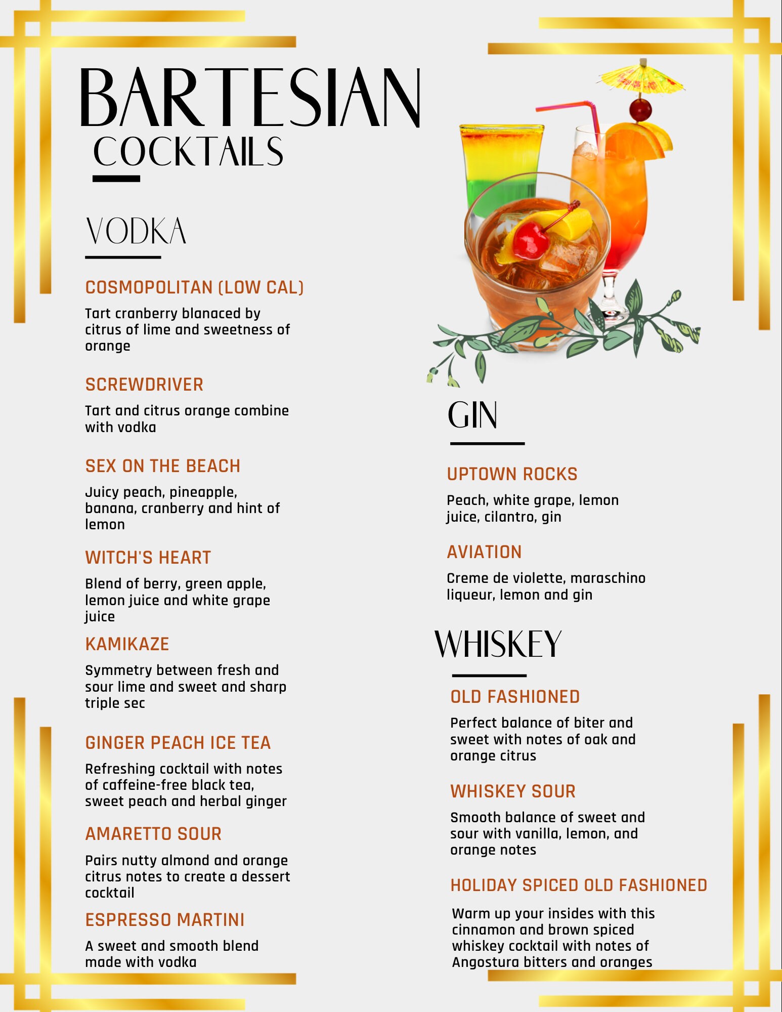 Downloadable Bartesian Menu - Etsy