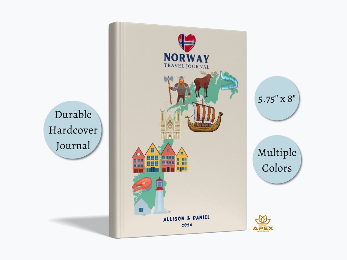 Norway Travel Journal, Norwegian Gift, Custom Norge Vacation Notebook ...