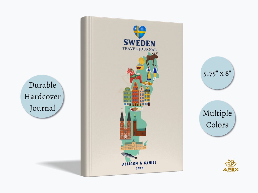 Sweden Travel Journal, Swedish Travel Gift, Custom Sweden Map Vacation ...