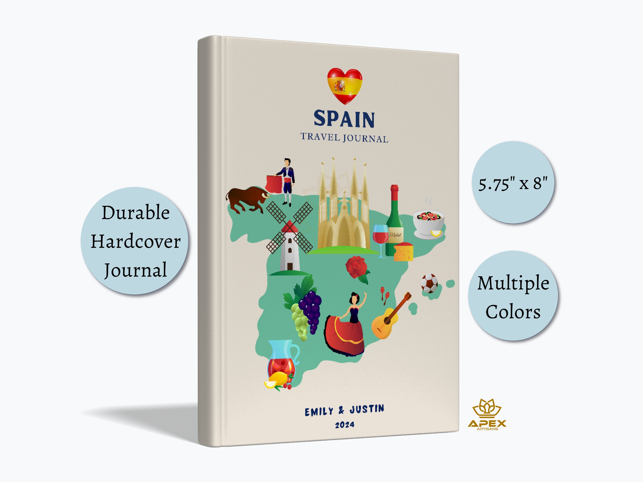 Spain Travel Journal, Spain Travel Gift, Custom Spain Vacation Notebook ...