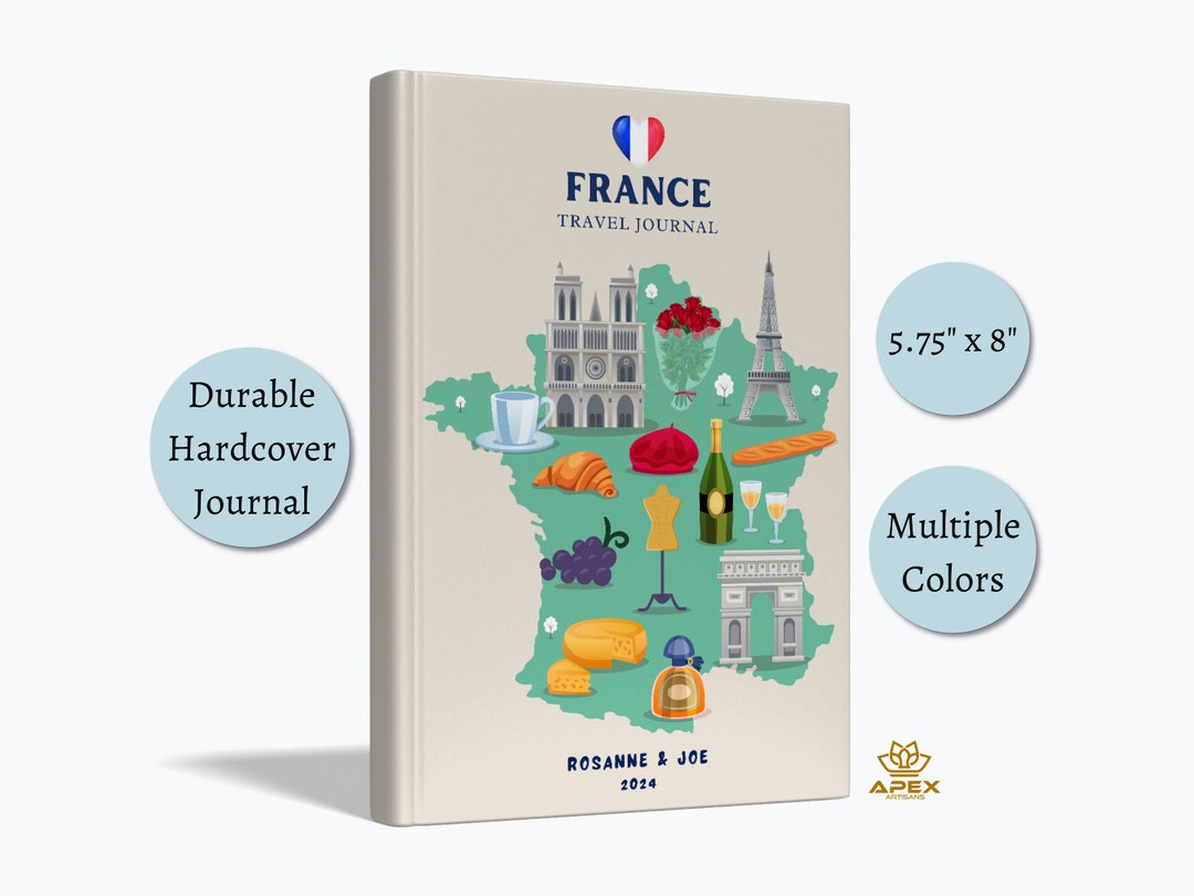 France Travel Journal, French Gift, Custom France Vacation Notebook ...