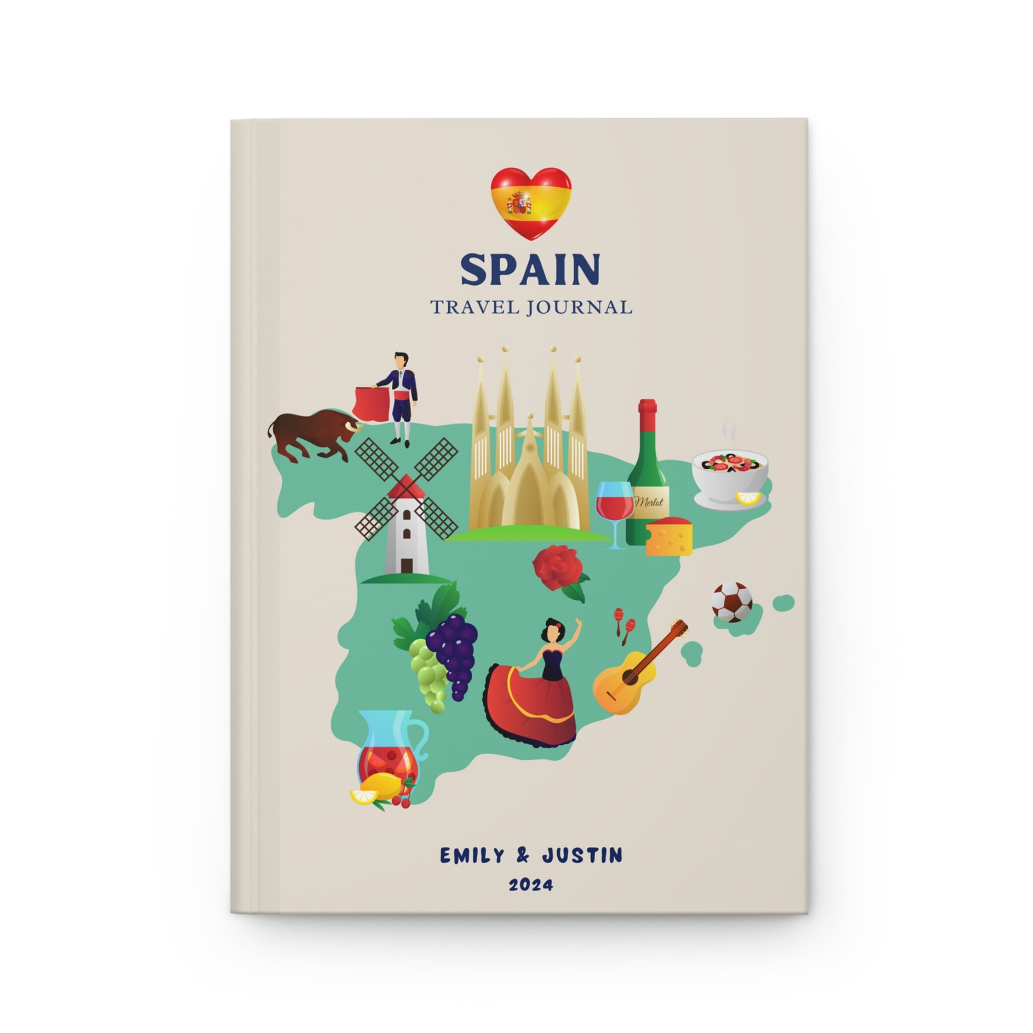 Spain Travel Journal, Spain Travel Gift, Custom Spain Vacation Notebook ...