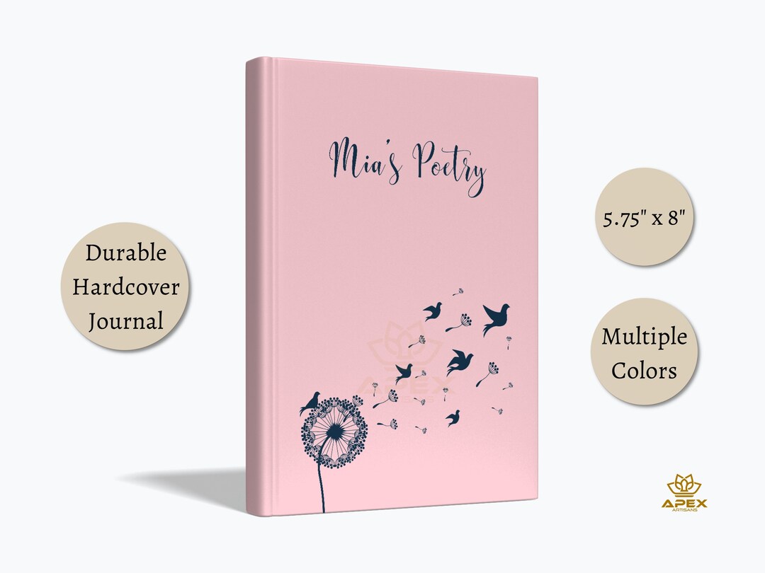 Custom Poetry Book, Poetry Gift, Dandelion With Birds, Poet Gifts ...