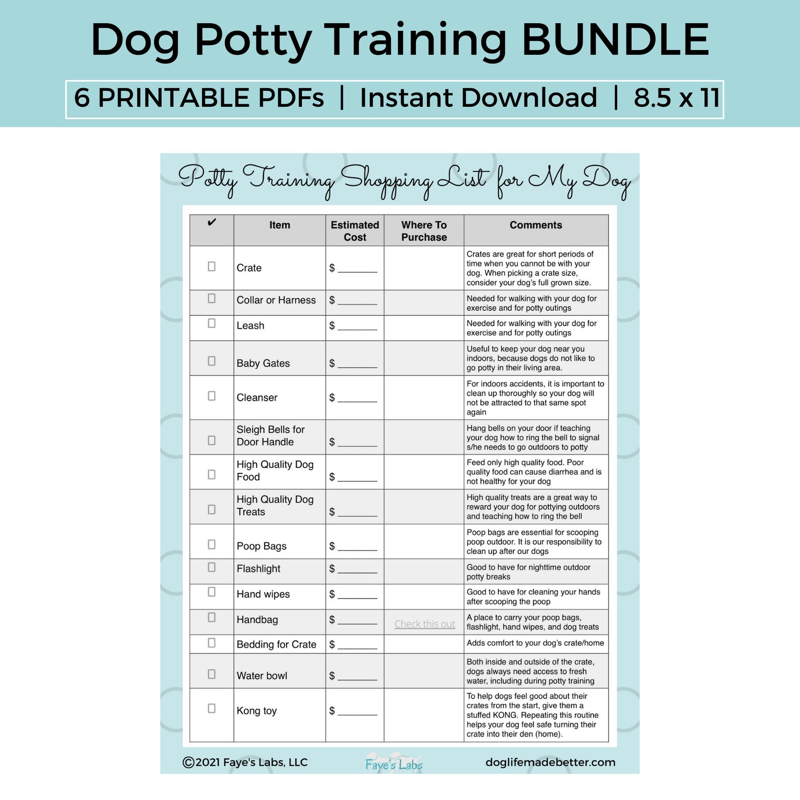 Dog Potty Training BUNDLE | Puppy Potty Training Printable | 6 Guides ...