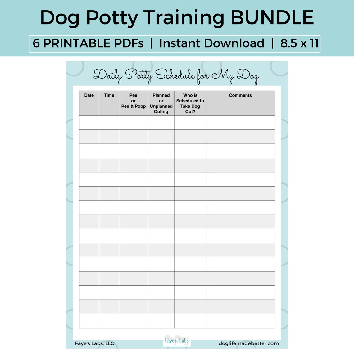 Dog Potty Training BUNDLE Puppy Potty Training Printable 6 - Etsy
