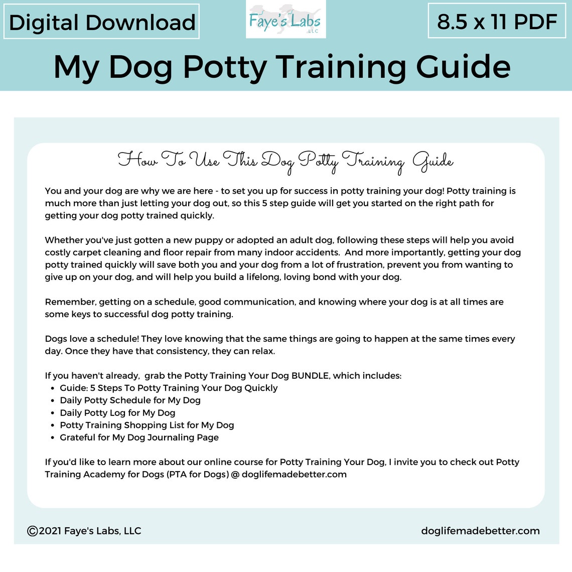 5 Step Guide to Puppy Potty Training | Dog Potty Training PRINTABLE ...
