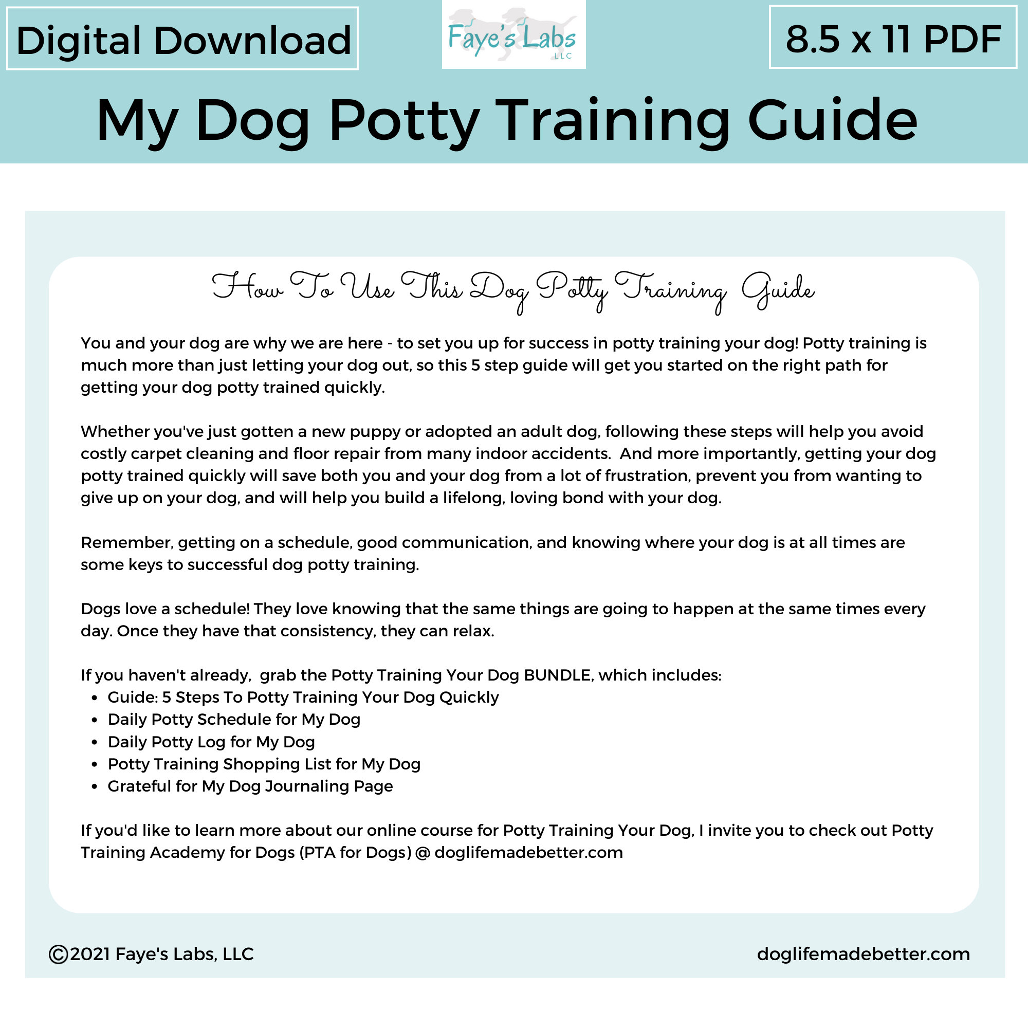 5 Step Guide to Puppy Potty Training | Dog Potty Training PRINTABLE ...