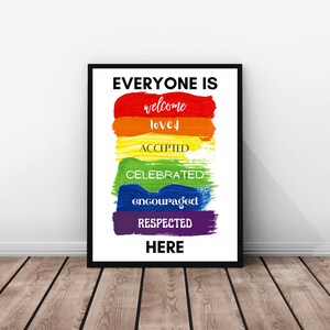 Everyone is Welcome Here Classroom Poster Digital Download | Etsy