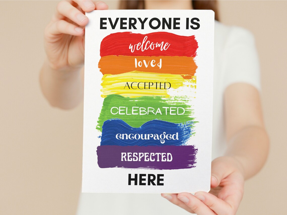 Everyone is Welcome Here Classroom Poster Digital Download | Etsy