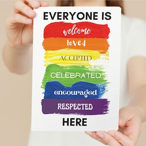 Everyone is Welcome Here Classroom Poster Digital Download | Etsy