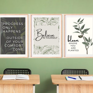 Growth Mindset, Inspirational Poster Bundle -- Plant Theme (set of 8 ...