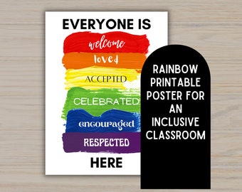 All Are Welcome Here Printable, Diversity Classroom Poster, Instant ...