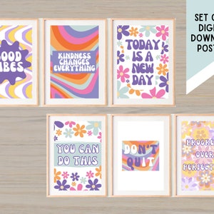 Retro, Groovy, Growth Mindset Poster Bundle (set of 10 Printable ...