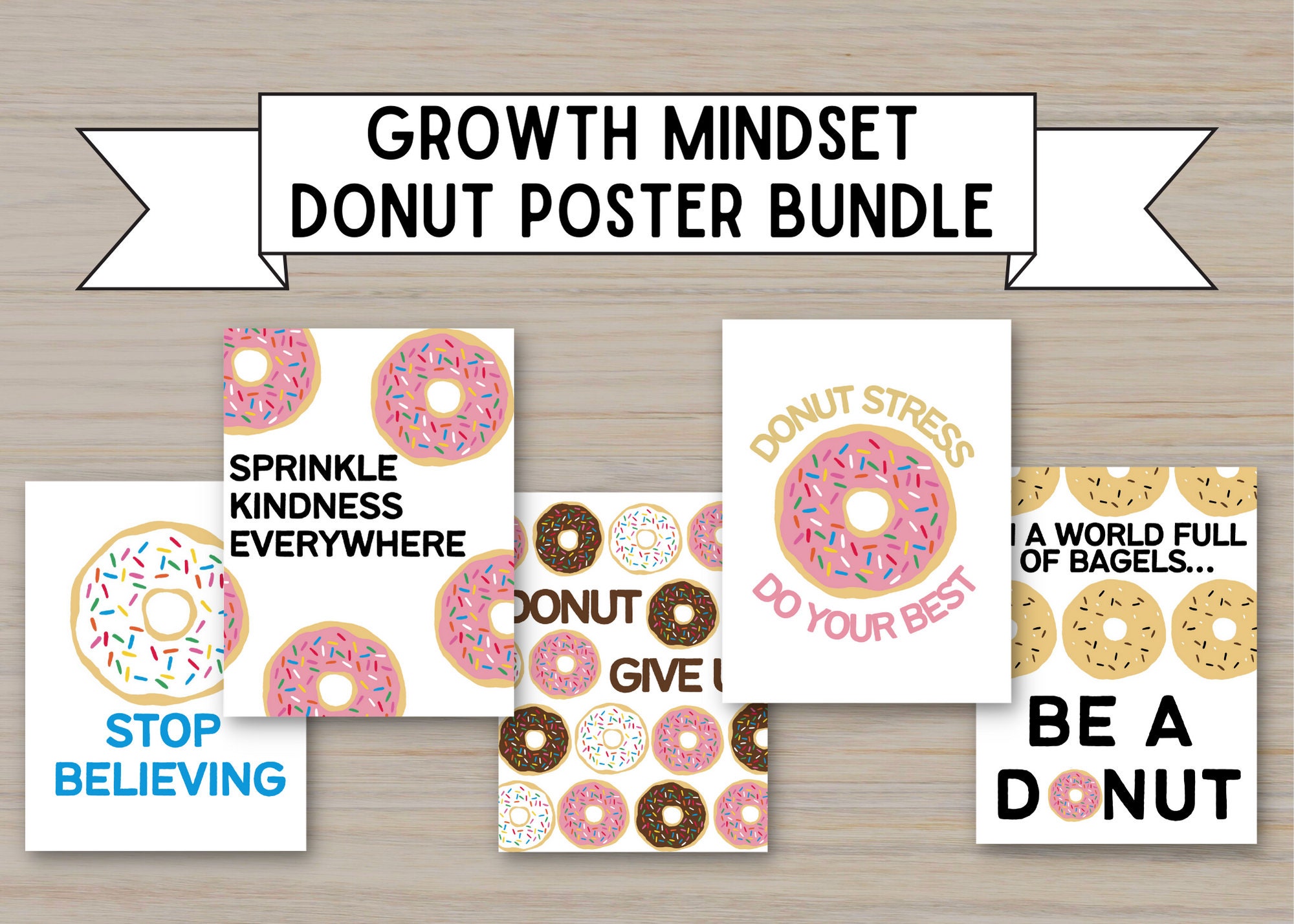 Cute Growth Mindset Donut Poster Bundle (set of 5 Printable Posters) - Etsy