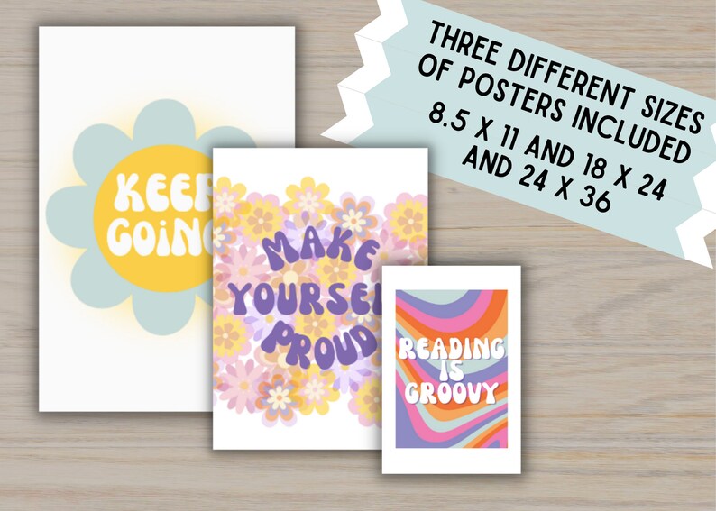 Retro, Groovy, Growth Mindset Poster Bundle (set of 10 Printable ...