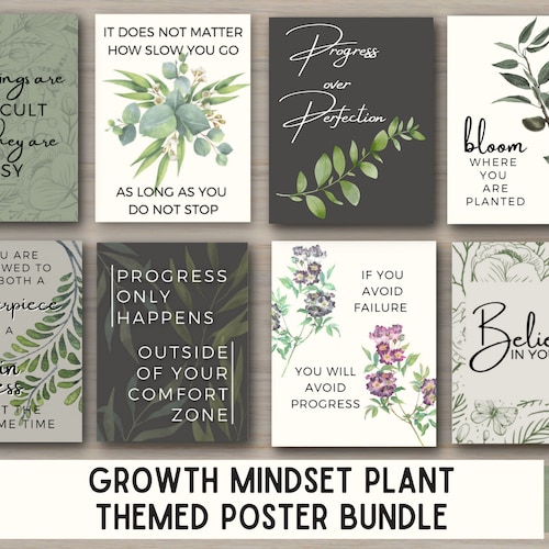 Growth Mindset Inspirational Poster Bundle Plant Theme - Etsy